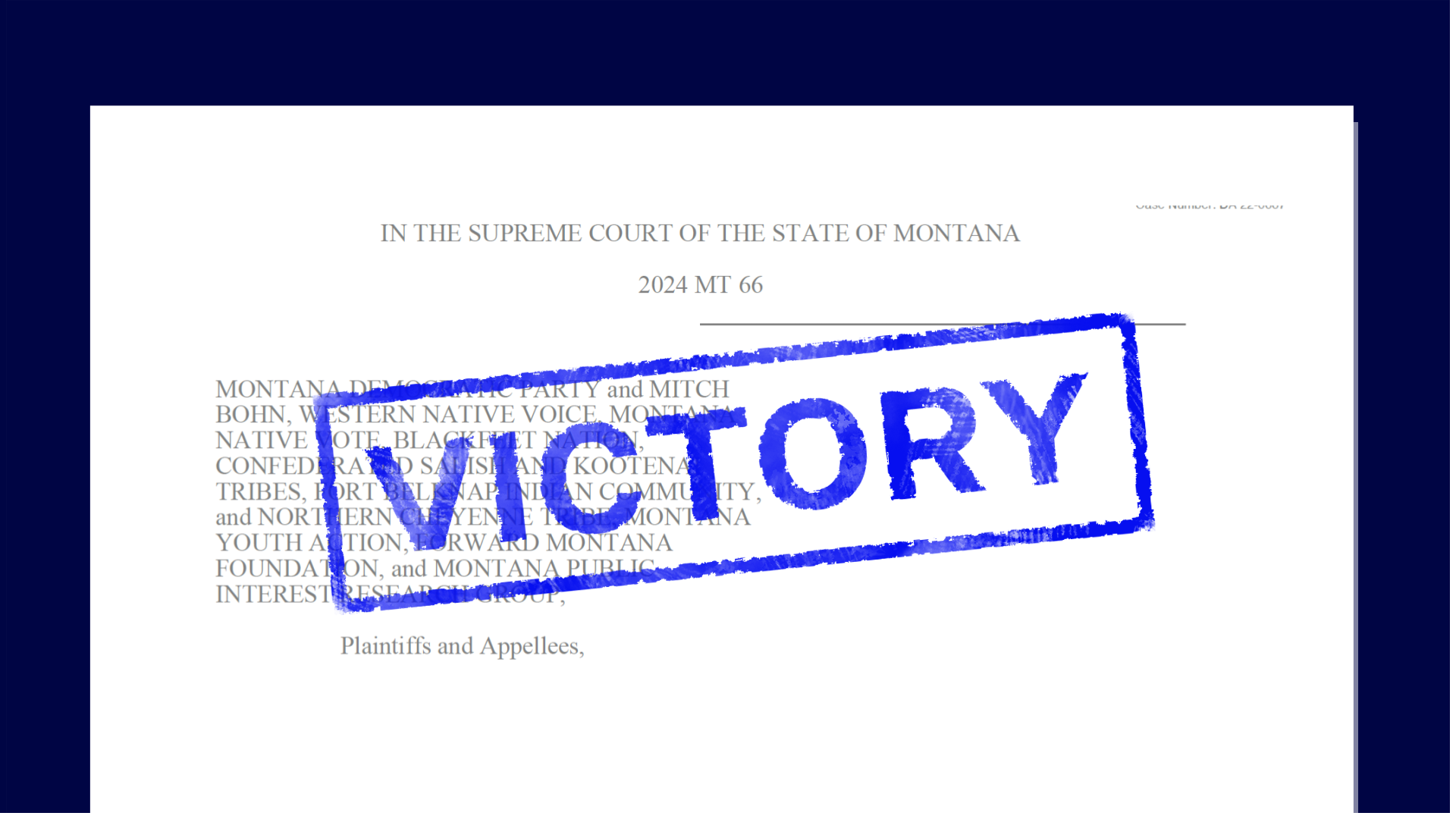 Court Cases - Montana Voter Suppression Laws (MDP) - Democracy Docket