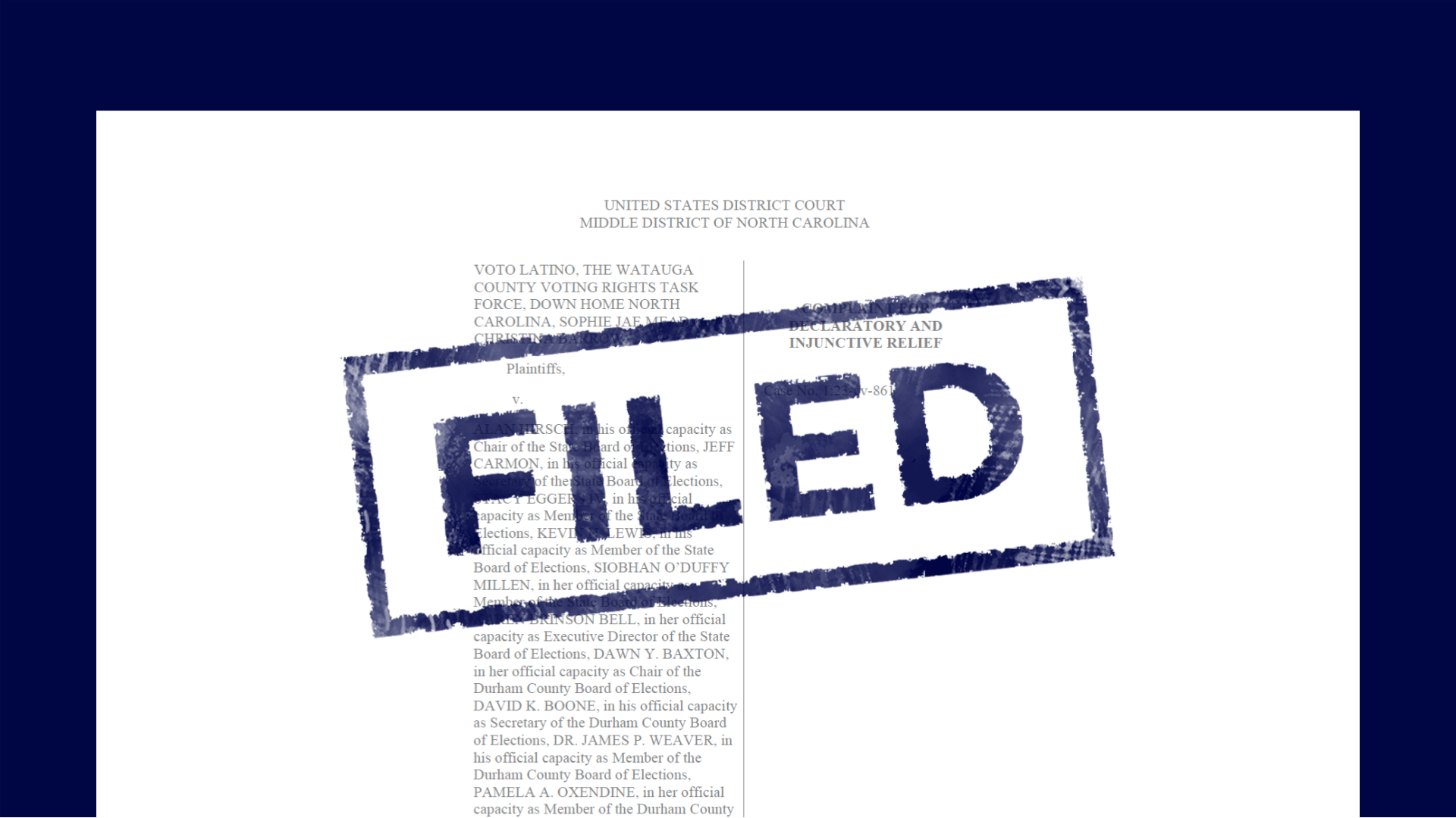 Court Cases - North Carolina S.B. 747 Undeliverable Mail Provision ...